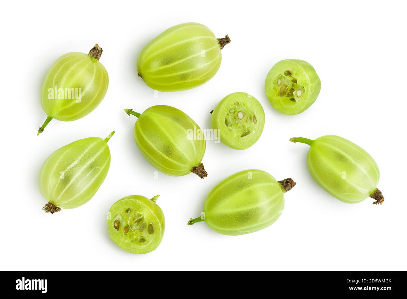 Green gooseberry isolated on white background with clipping path and ...
