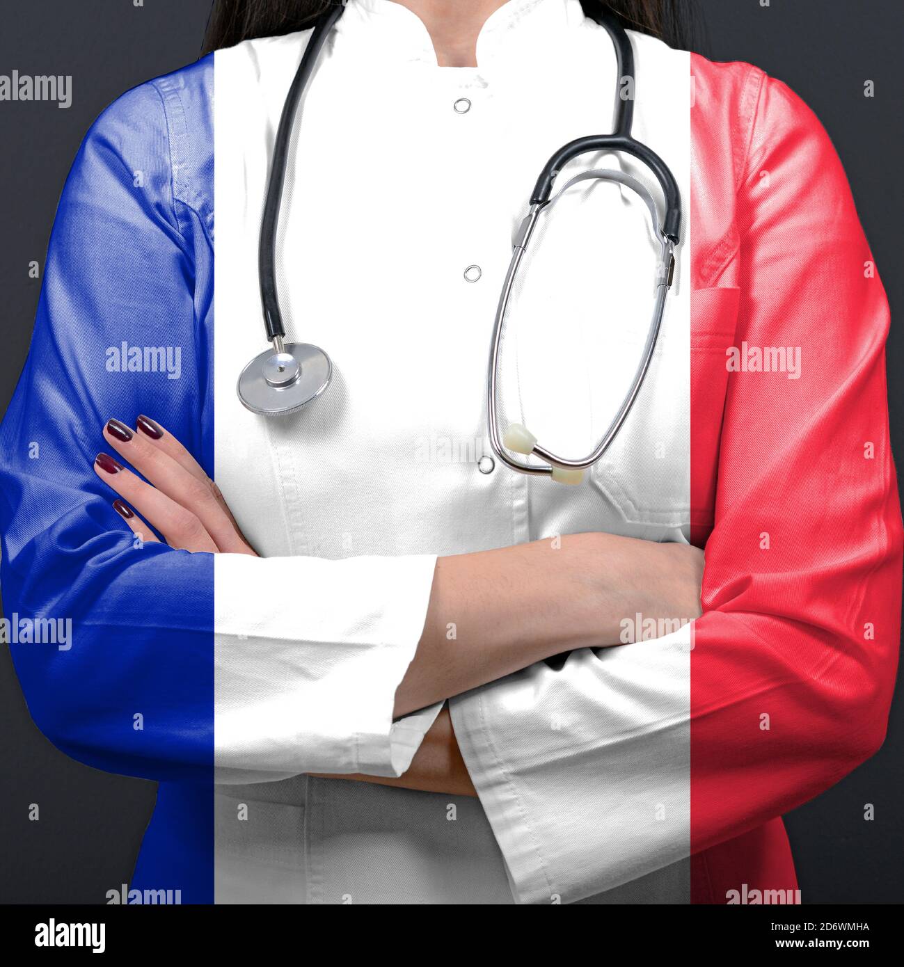 Doctor representing healthcare system with National flag of France ...