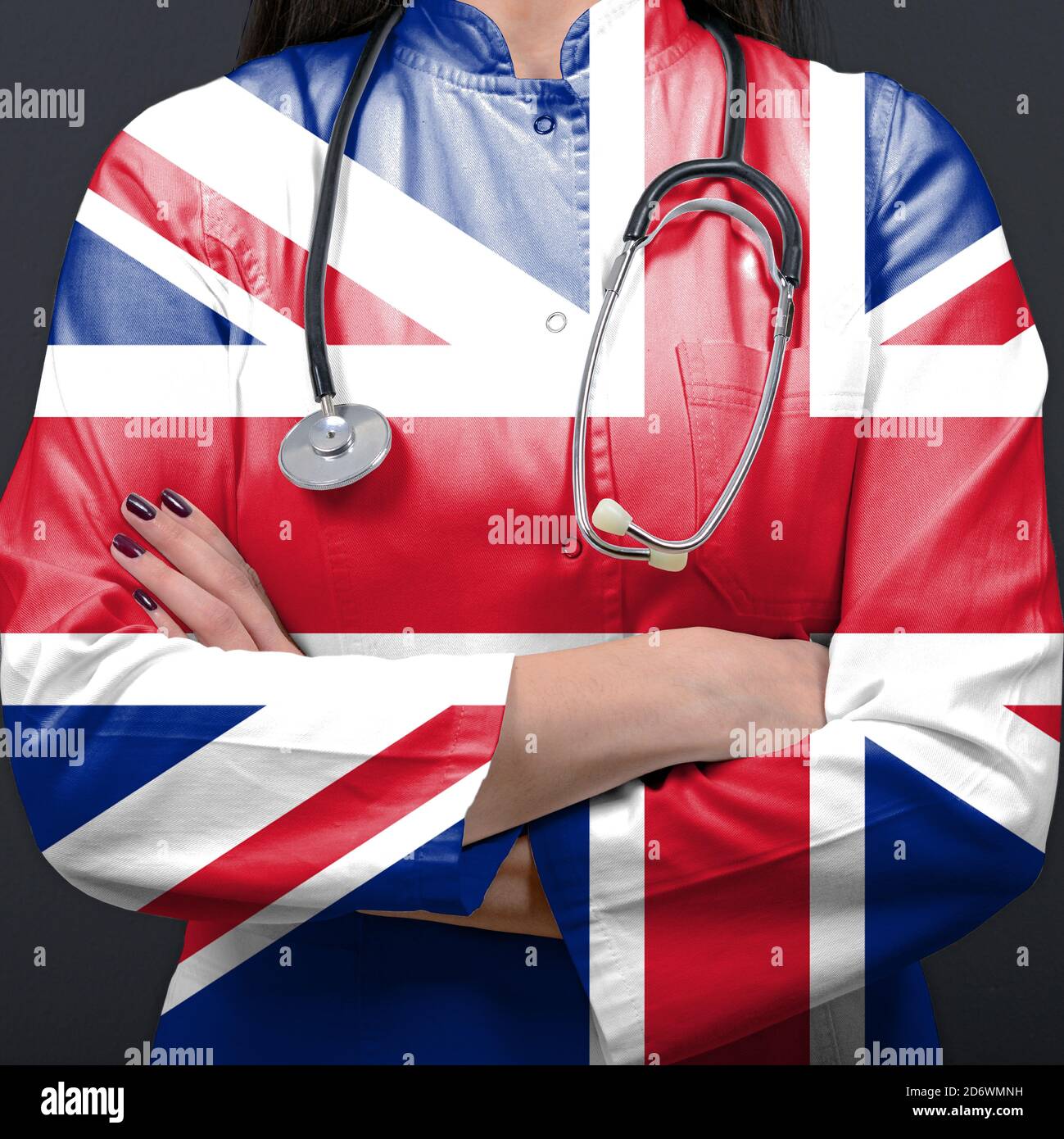 Doctor representing healthcare system with National flag of Great ...