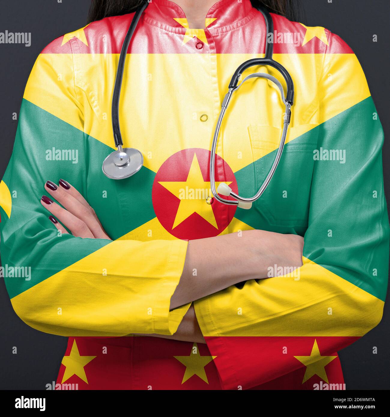 Doctor representing healthcare system with National flag of Guernsey ...