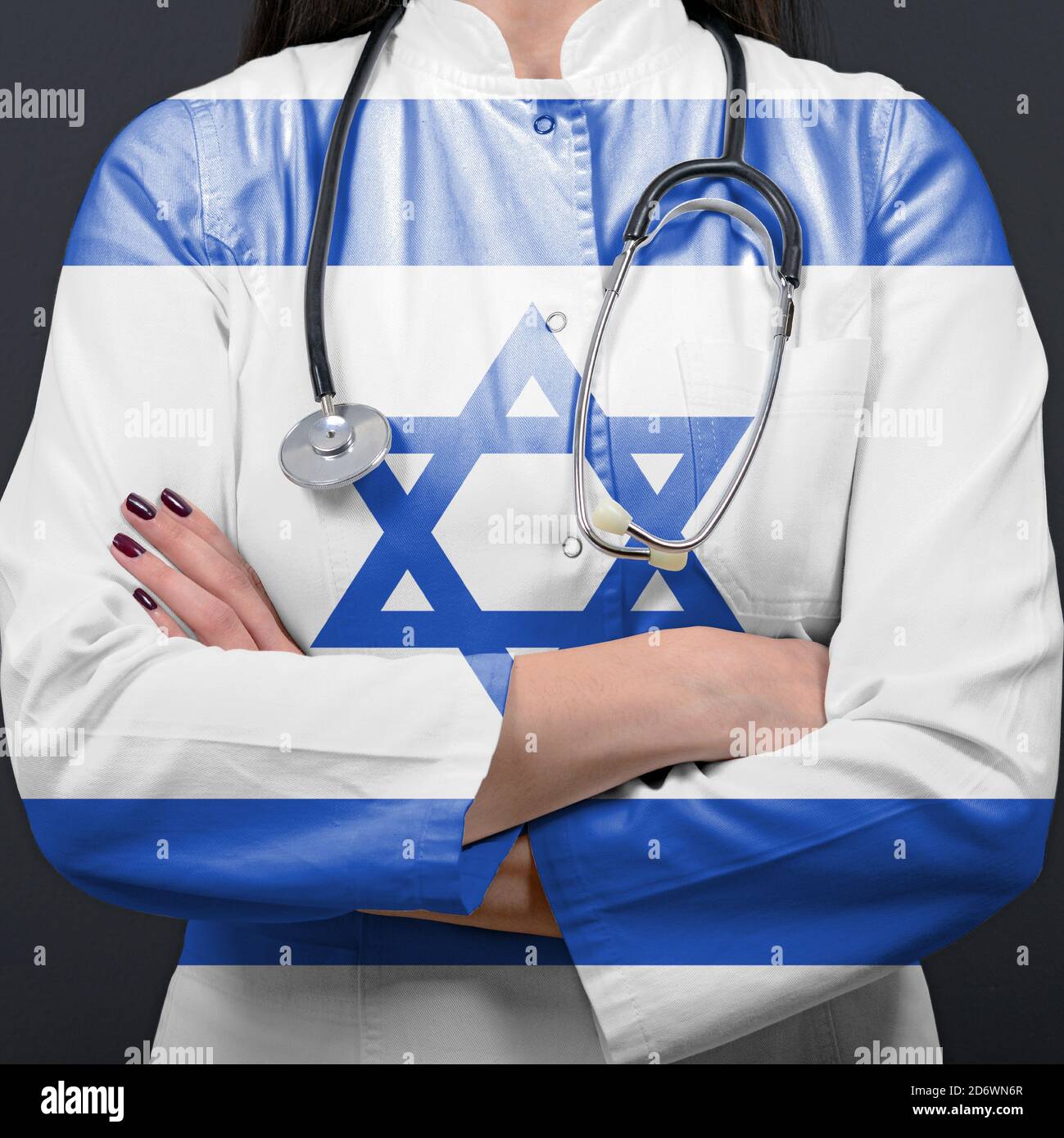 Doctor representing healthcare system with National flag of Israel ...