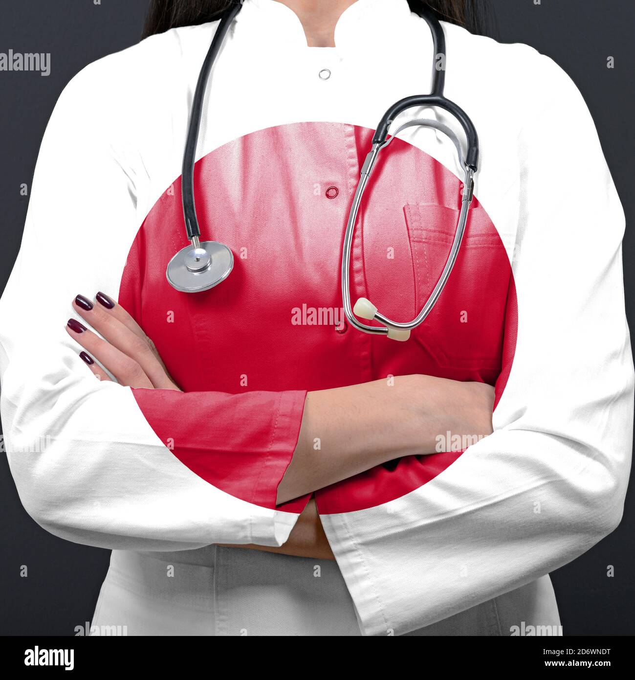Doctor representing healthcare system with National flag of Japan Stock ...