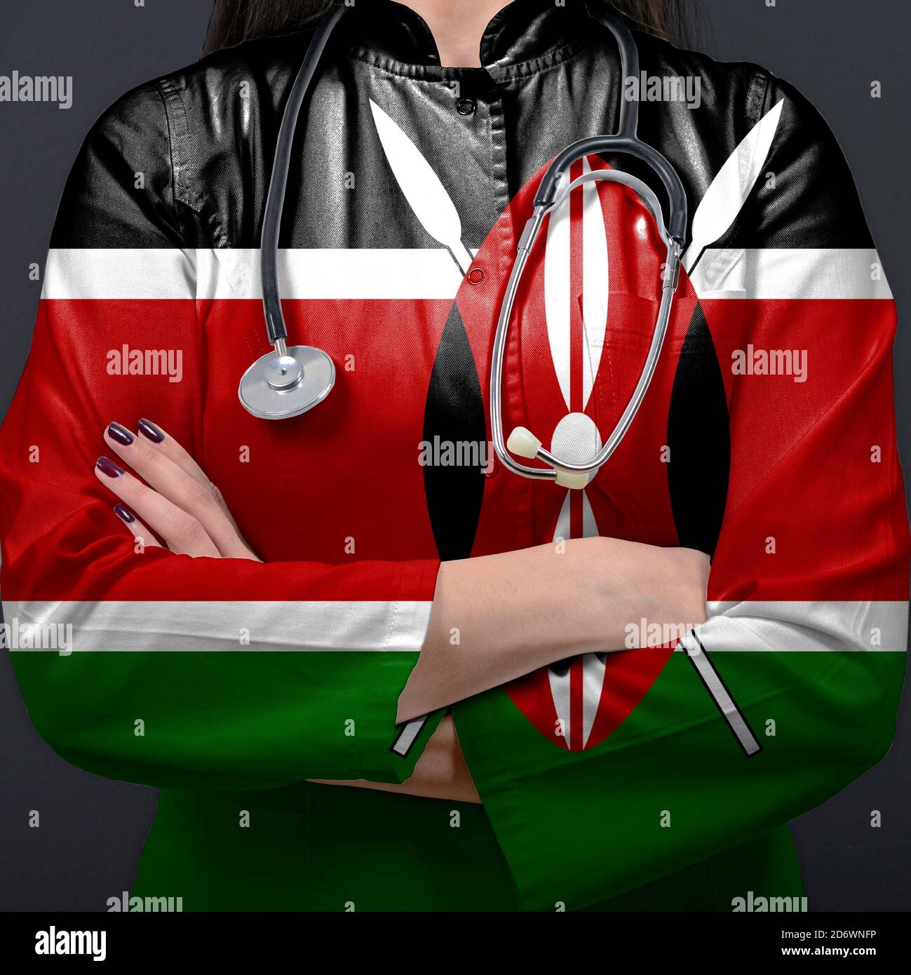 Doctor representing healthcare system with National flag of Kenya Stock ...