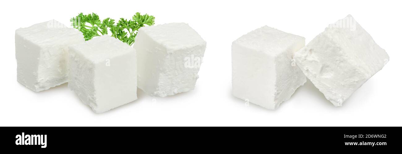 Feta cheese isolated on white background. With clipping path and full ...