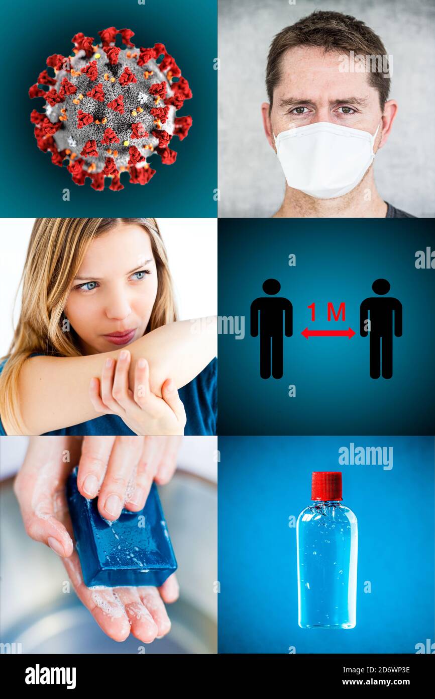 Illustration of barrier gestures to prevent the spread of COVID 19 ...