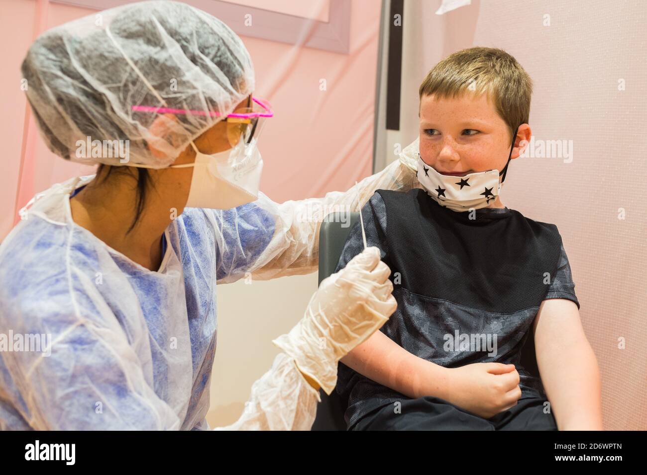 Covid 19 PCR screening test, nasal swab , Bordeaux hospital, France ...