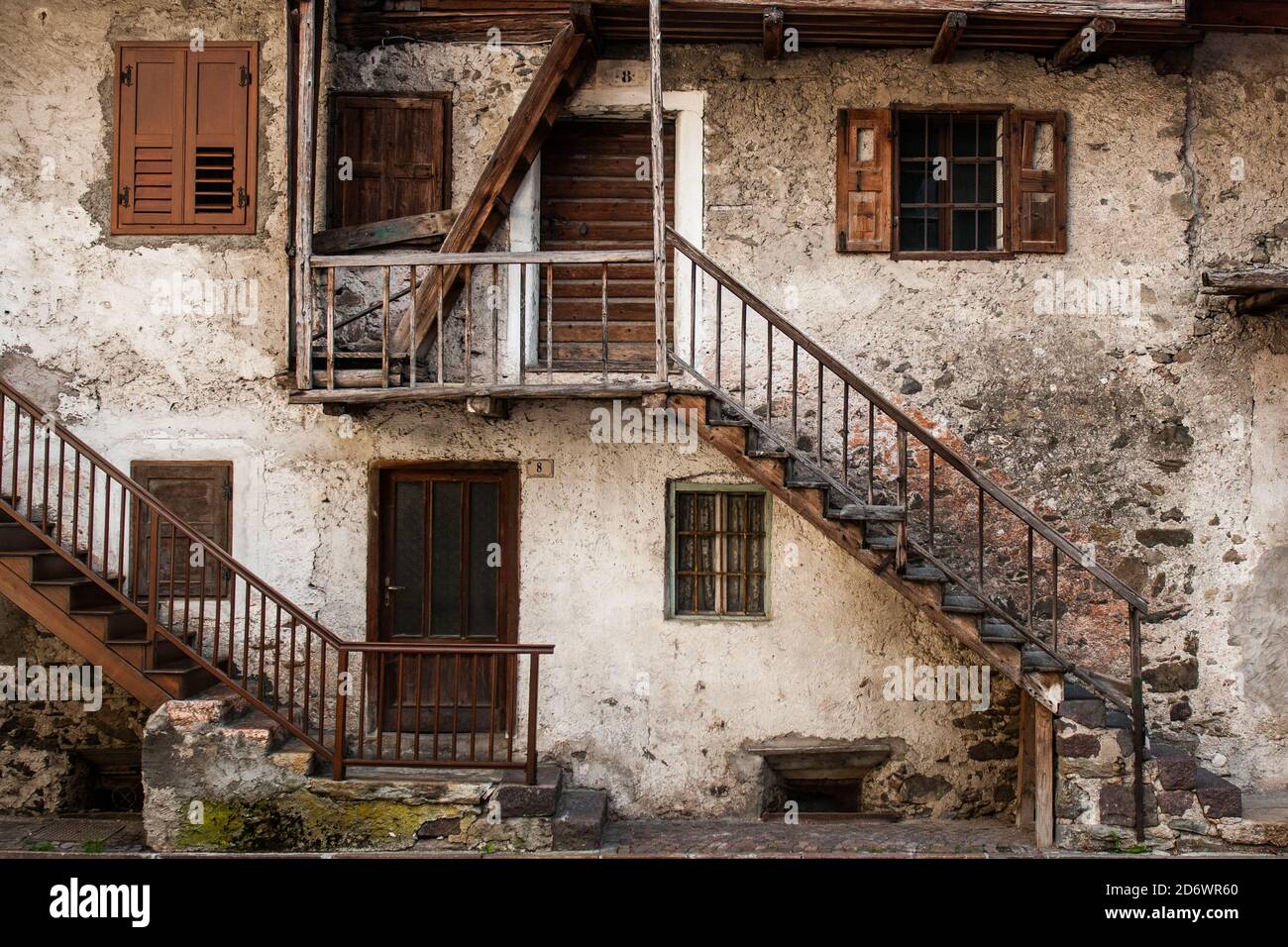 An old house in the Italian village of Mezzano, in Trentino South-Tyrol ...