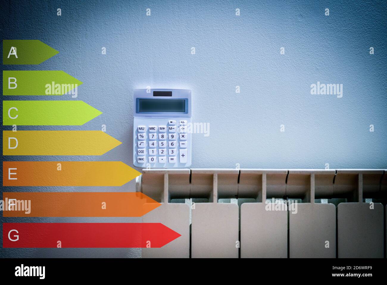 Energyl abel and radiator, France Stock Photo - Alamy