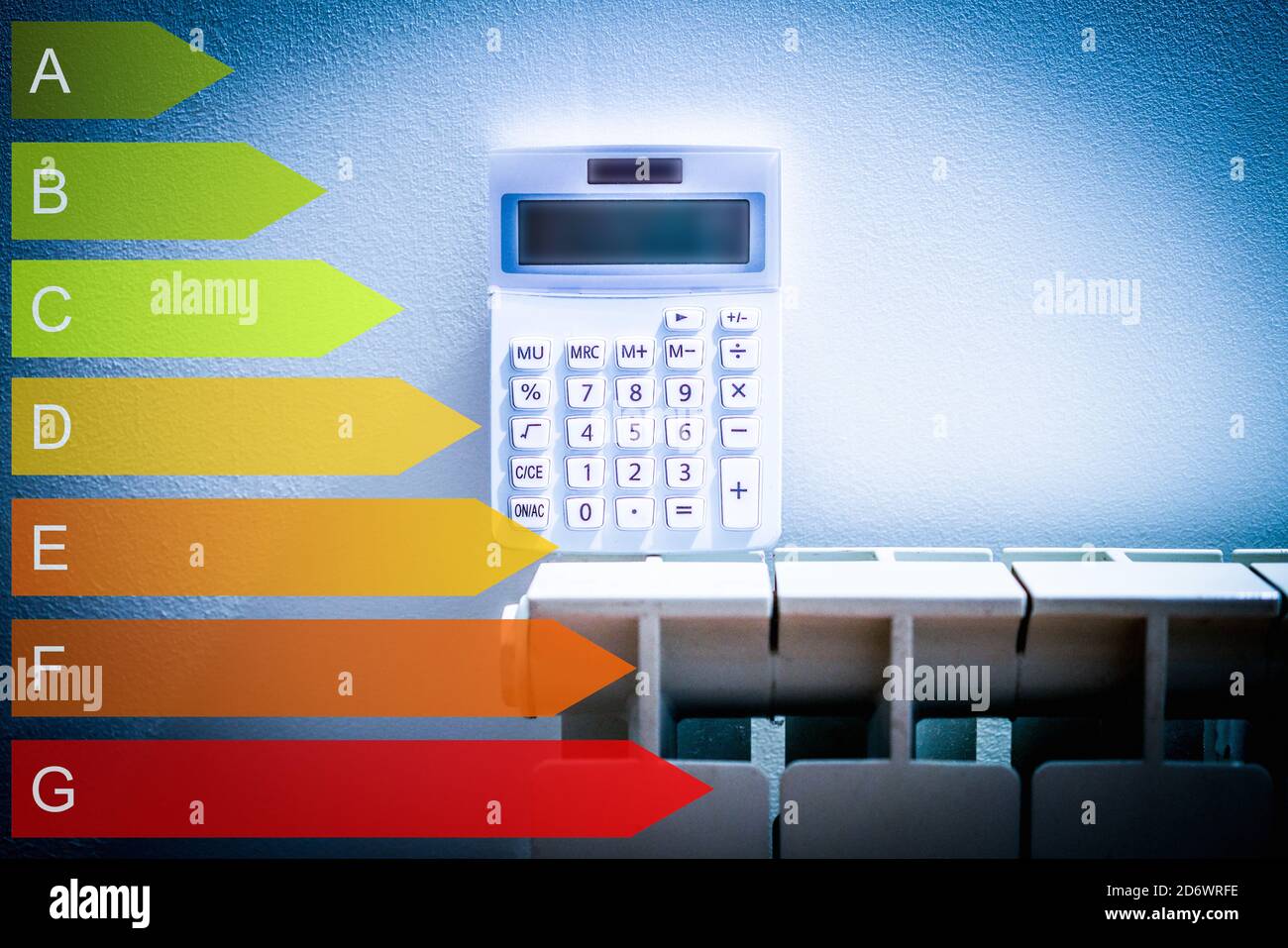 Energyl abel and radiator, France Stock Photo - Alamy