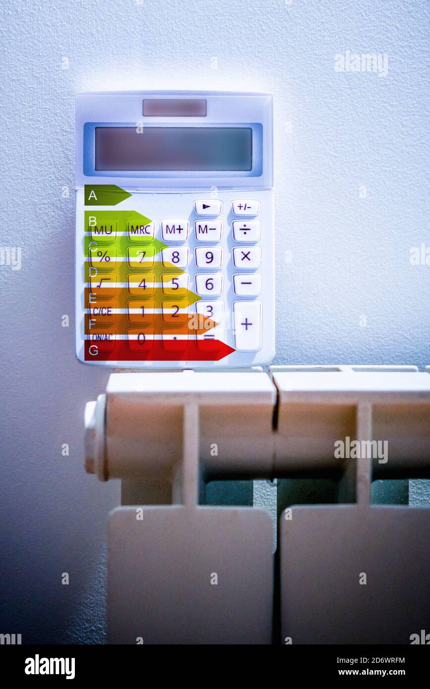 Energyl abel and radiator, France Stock Photo - Alamy