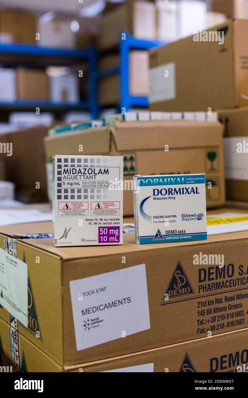 Reserve and state stock of Midazolam et de Dormixal (anesthetic ...