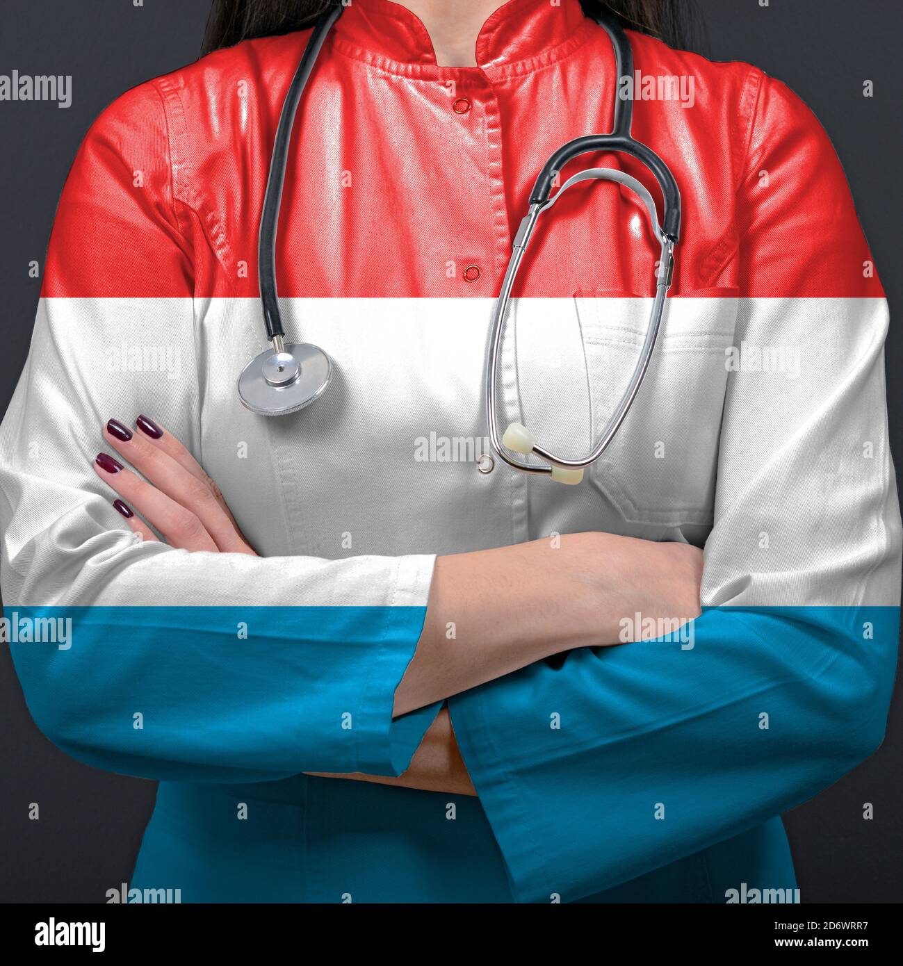 Doctor representing healthcare system with National flag of Stock Photo ...