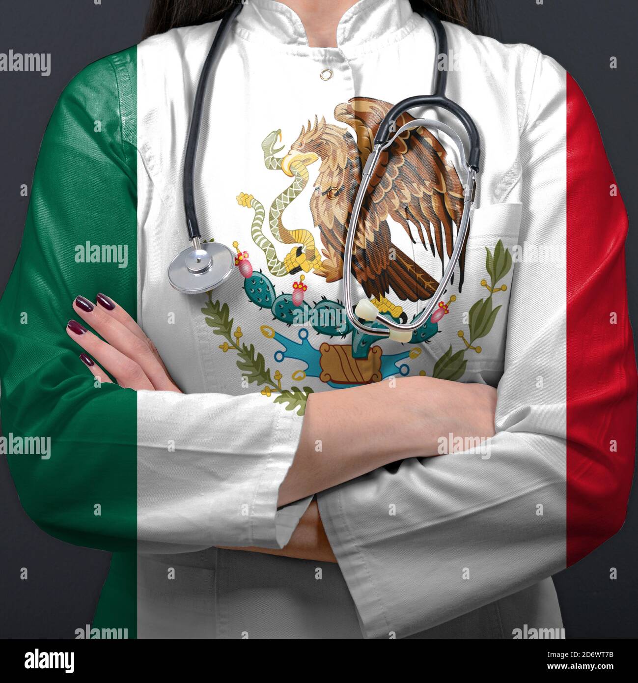 Doctor representing healthcare system with National flag of Mexico ...