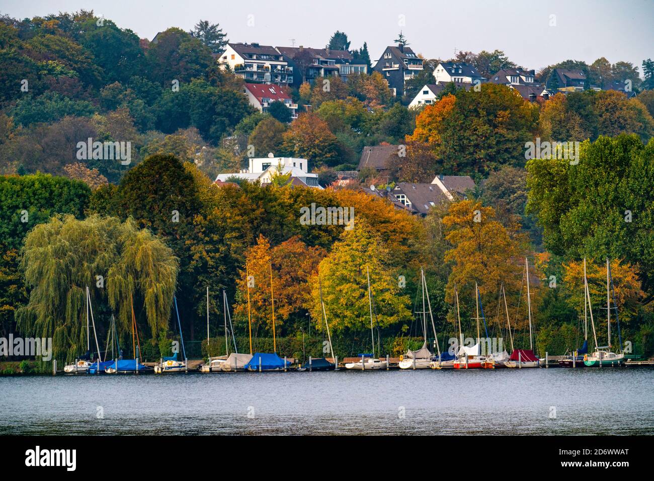 Lake Baldeney in Essen, a reservoir of river Ruhr, autumn, NRW, Germany ...