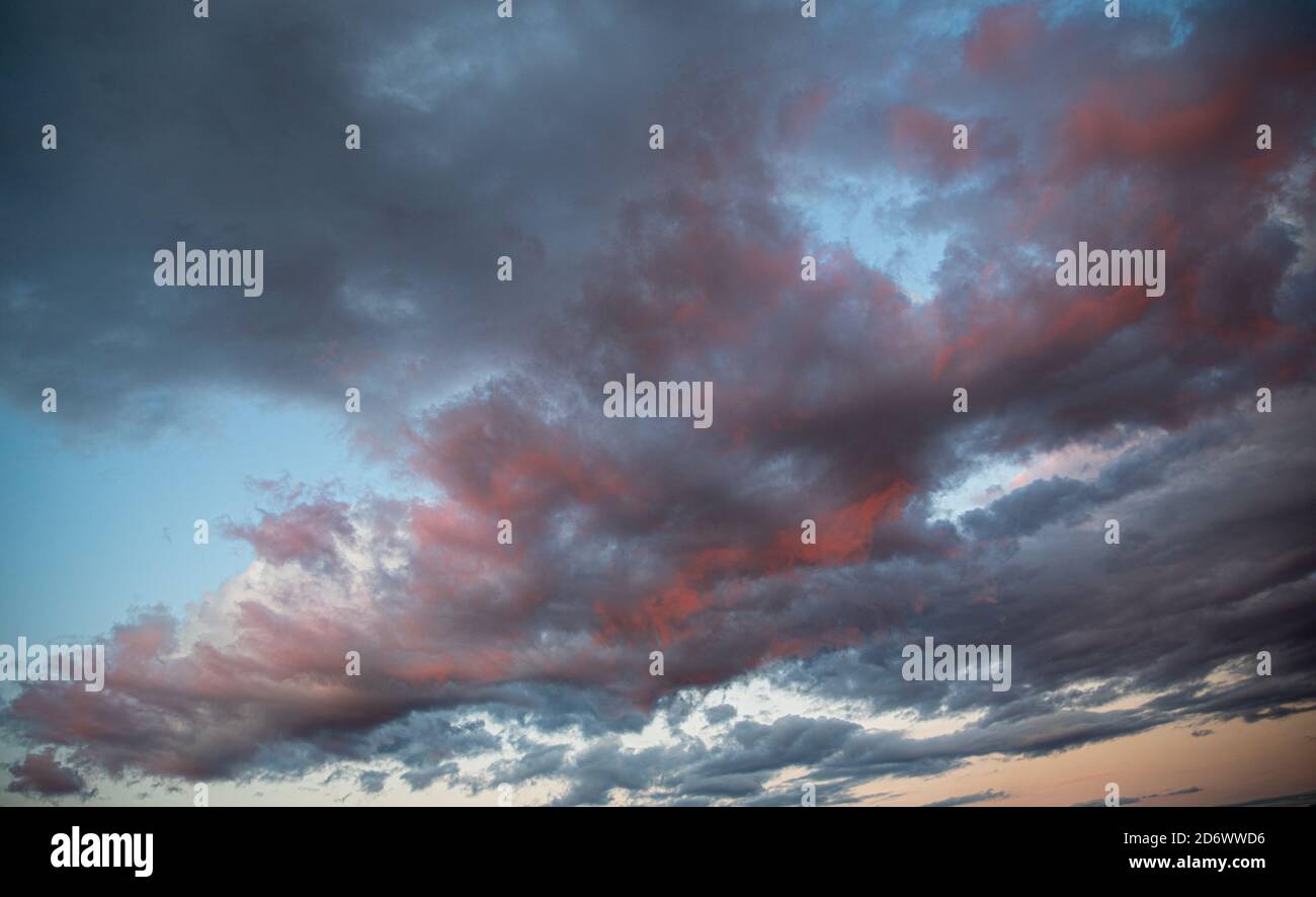 Dramatic sky panorama at sunset. Fiery red clouds Stock Photo - Alamy
