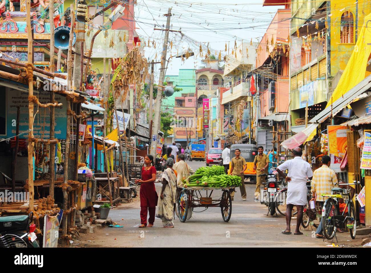 Traditional indian city street full of people on August 08, 2020 in ...