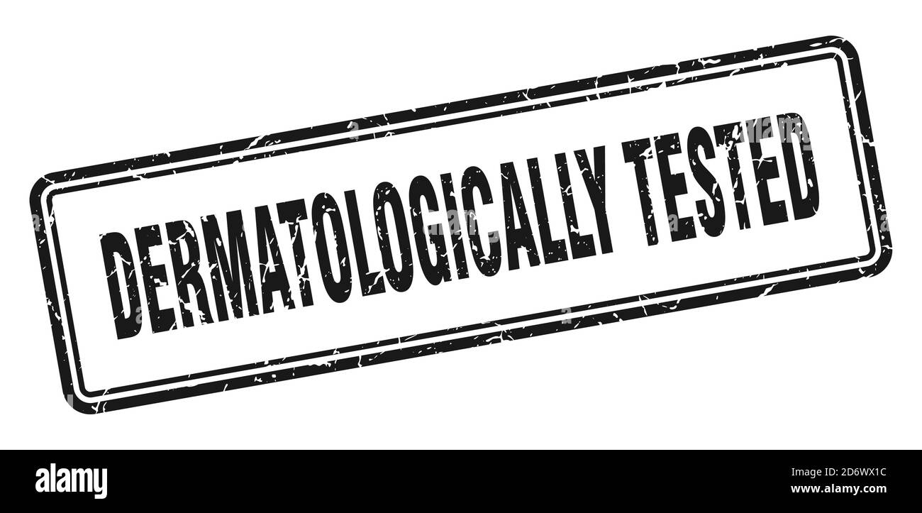dermatologically tested stamp. square grunge sign isolated on white ...
