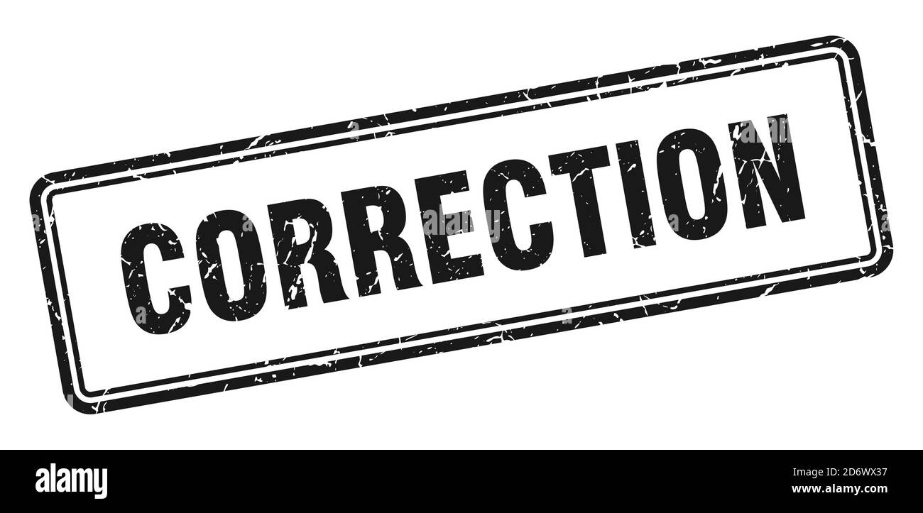 correction stamp. square grunge sign isolated on white background Stock ...