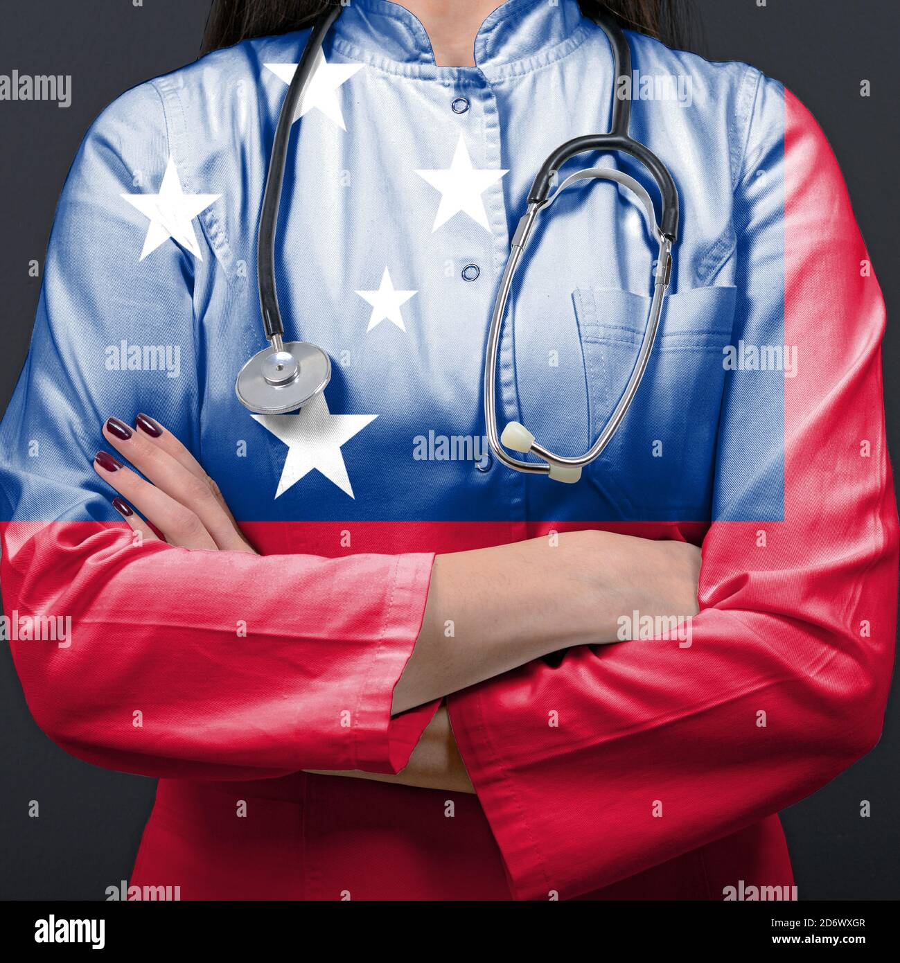 Doctor representing healthcare system with National flag of Samoa Stock ...