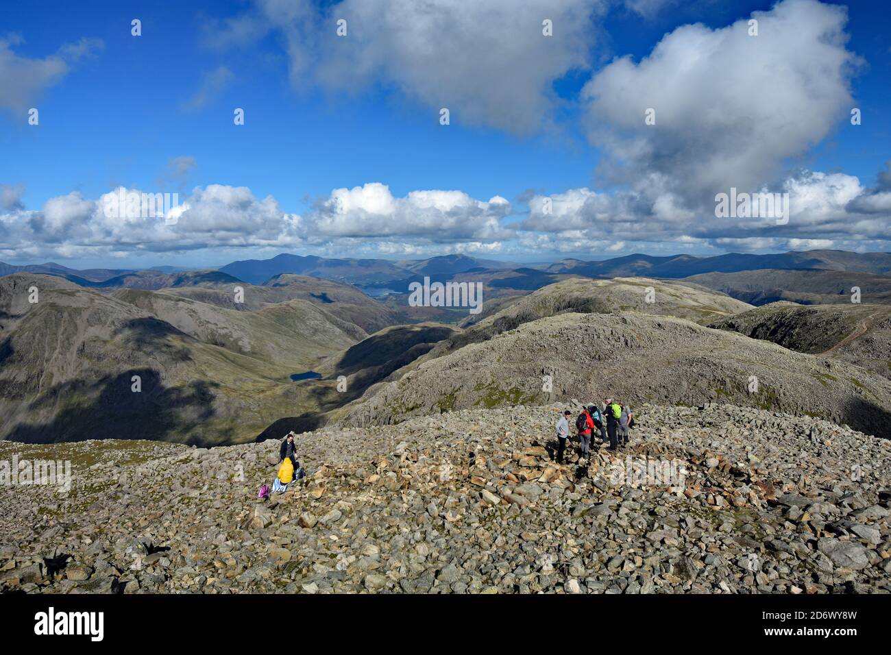 The summit plateau of Scafell Pike in Lake District National Park ...