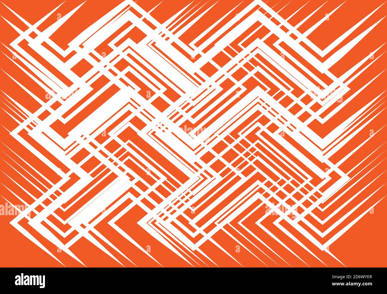Geometric structure, network, chaotic jumble of straight, angular intersecting lines. Abstract ...