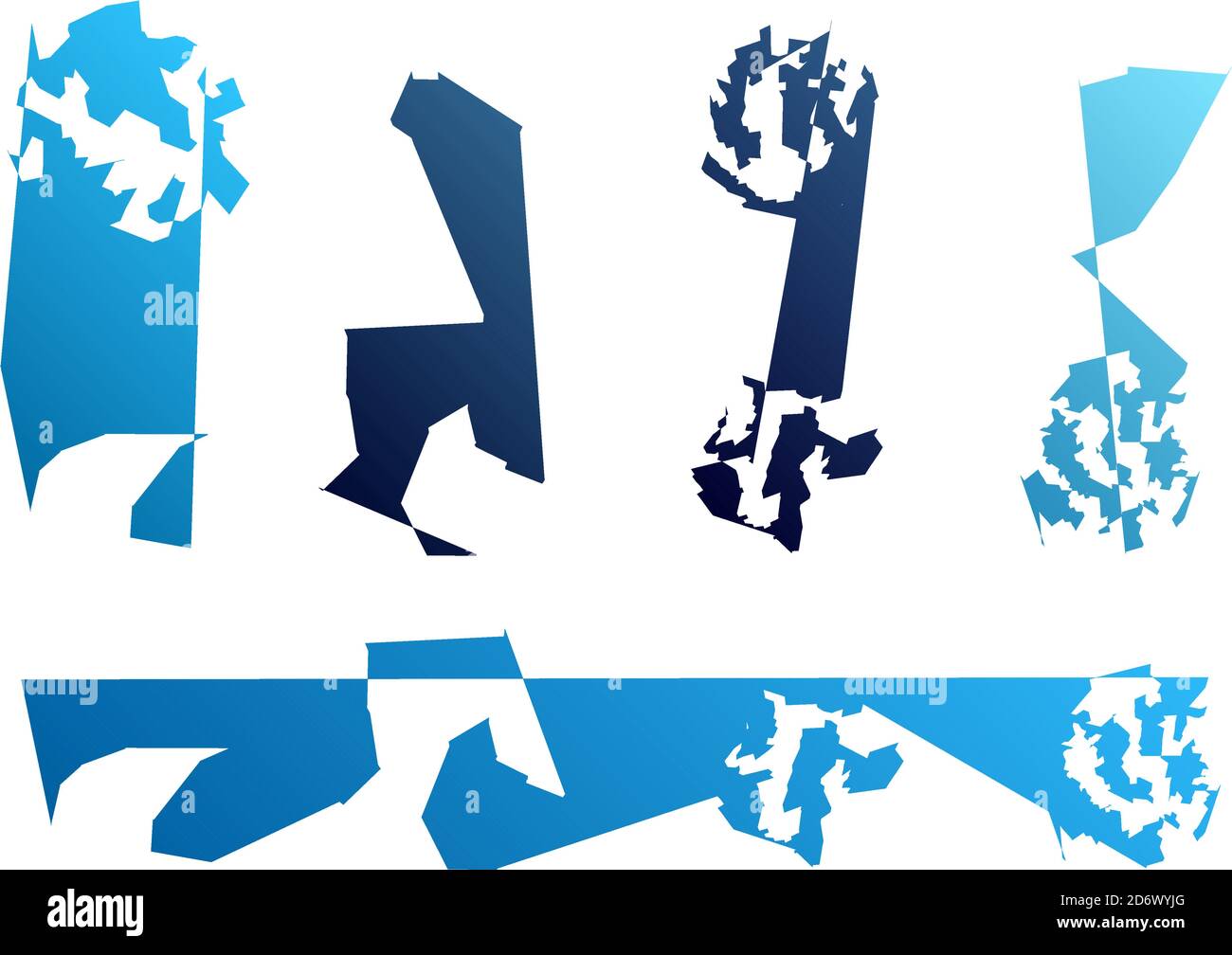 Weird, Strange generated random edgy Shapes. Asymmetric Abstract art ...