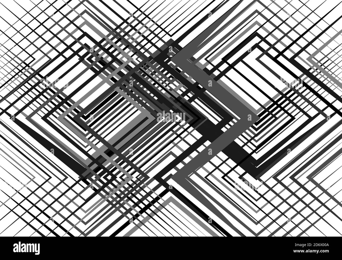 Geometric structure, network, chaotic jumble of straight, angular intersecting lines. Abstract ...