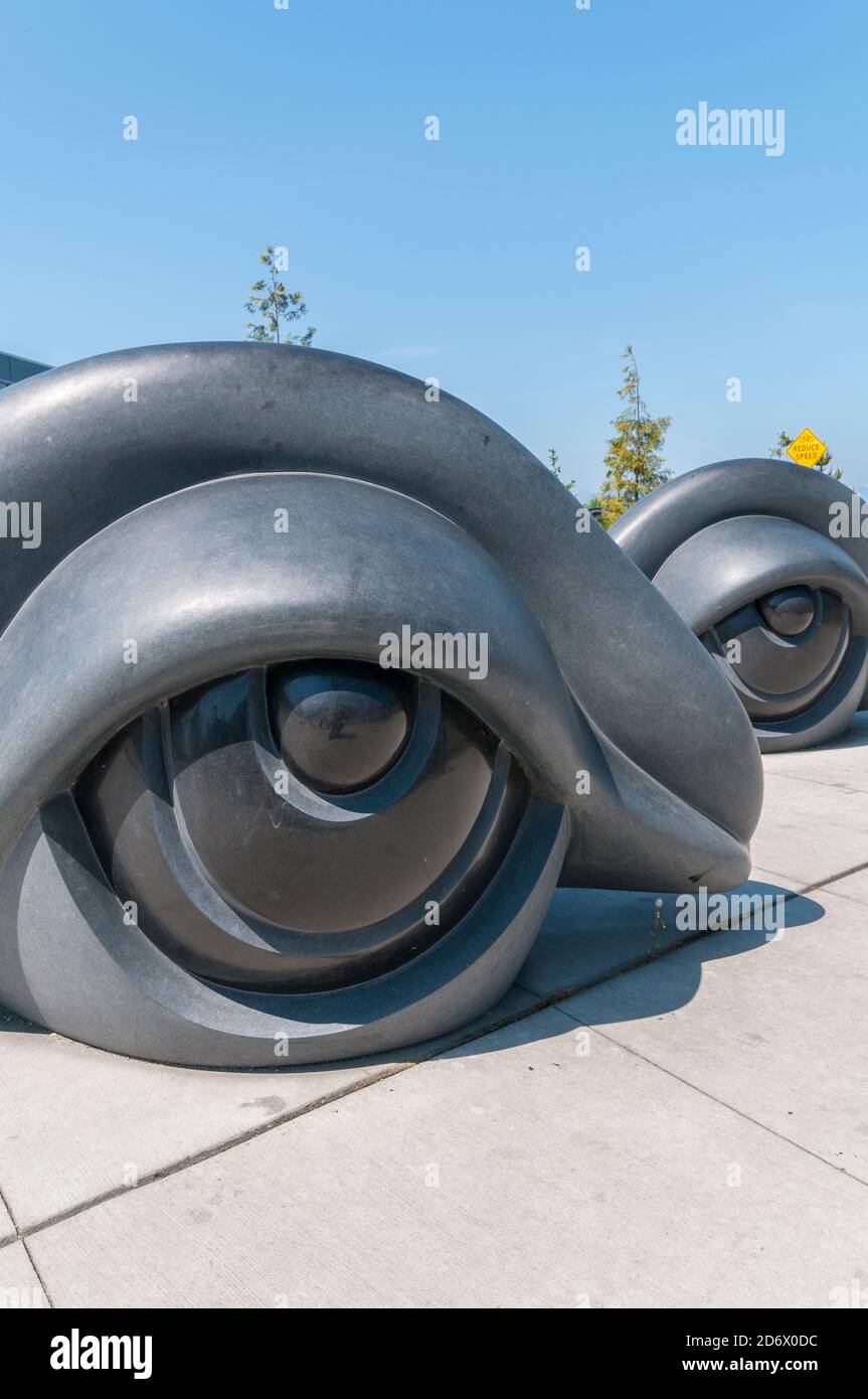 Large sculptures of eyes ("Eye Benches") by Louise Bourgeois near the ...