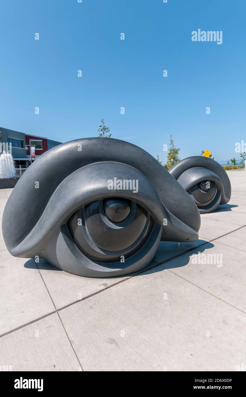 Large sculptures of eyes ("Eye Benches") by Louise Bourgeois near the ...