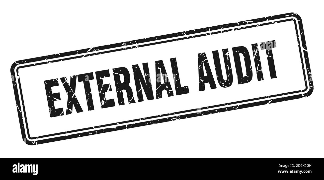 external audit stamp. square grunge sign isolated on white background ...
