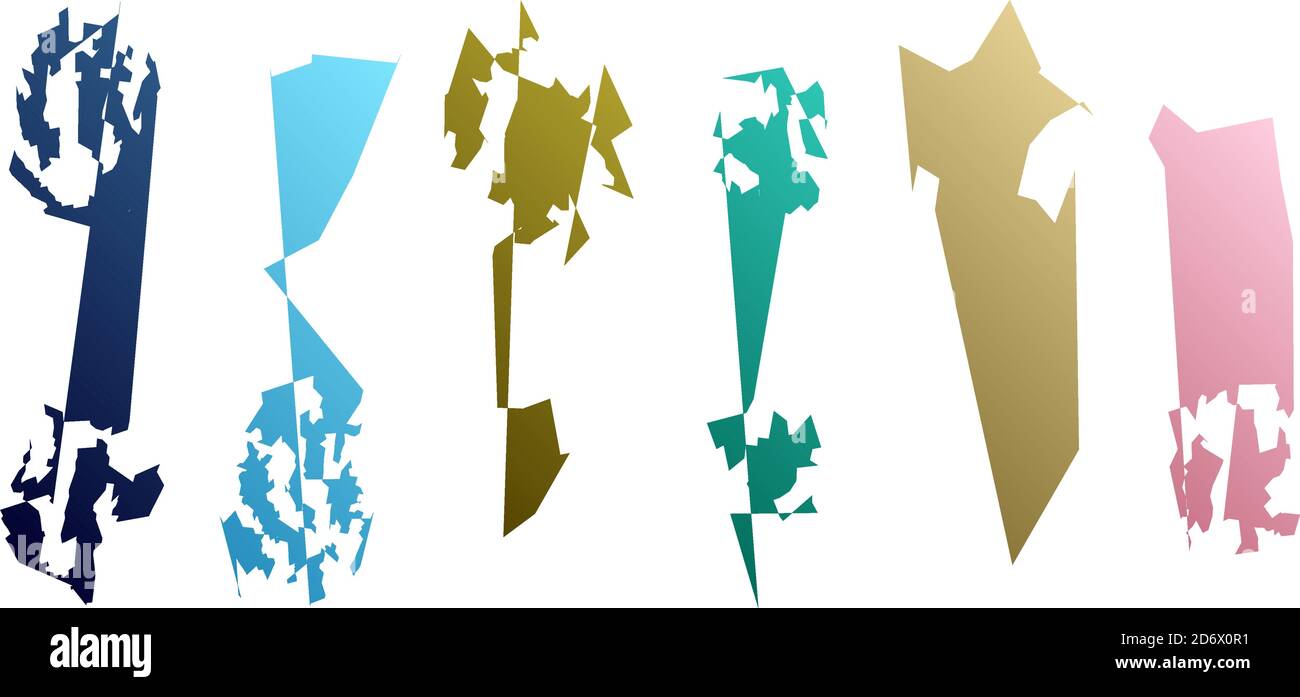 Weird, Strange generated random edgy Shapes. Asymmetric Abstract art ...