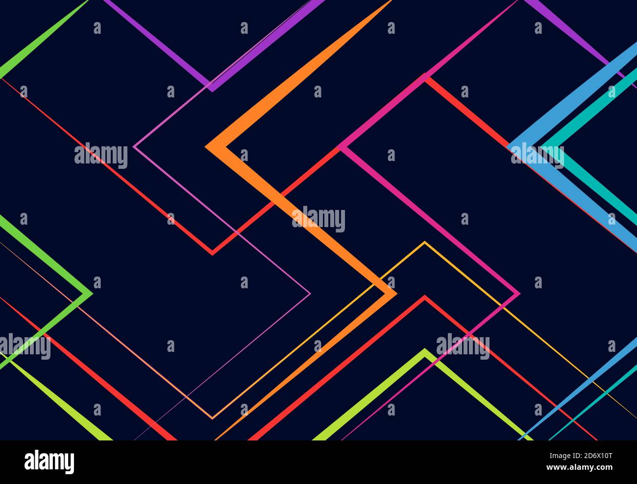 Modern vivid, vibrant geometric structure, network, chaotic jumble of straight, angular ...