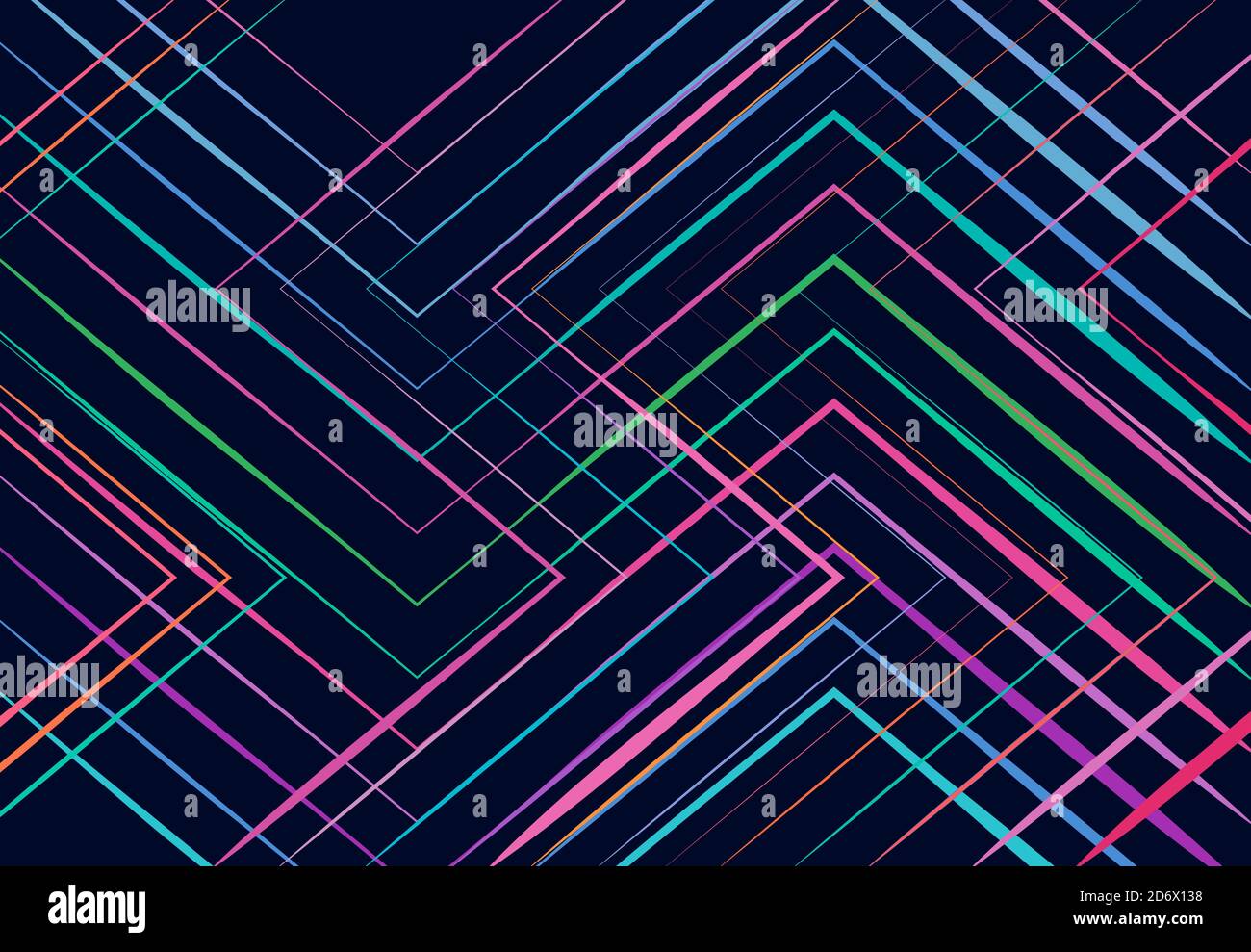 Modern vivid, vibrant geometric structure, network, chaotic jumble of straight, angular ...