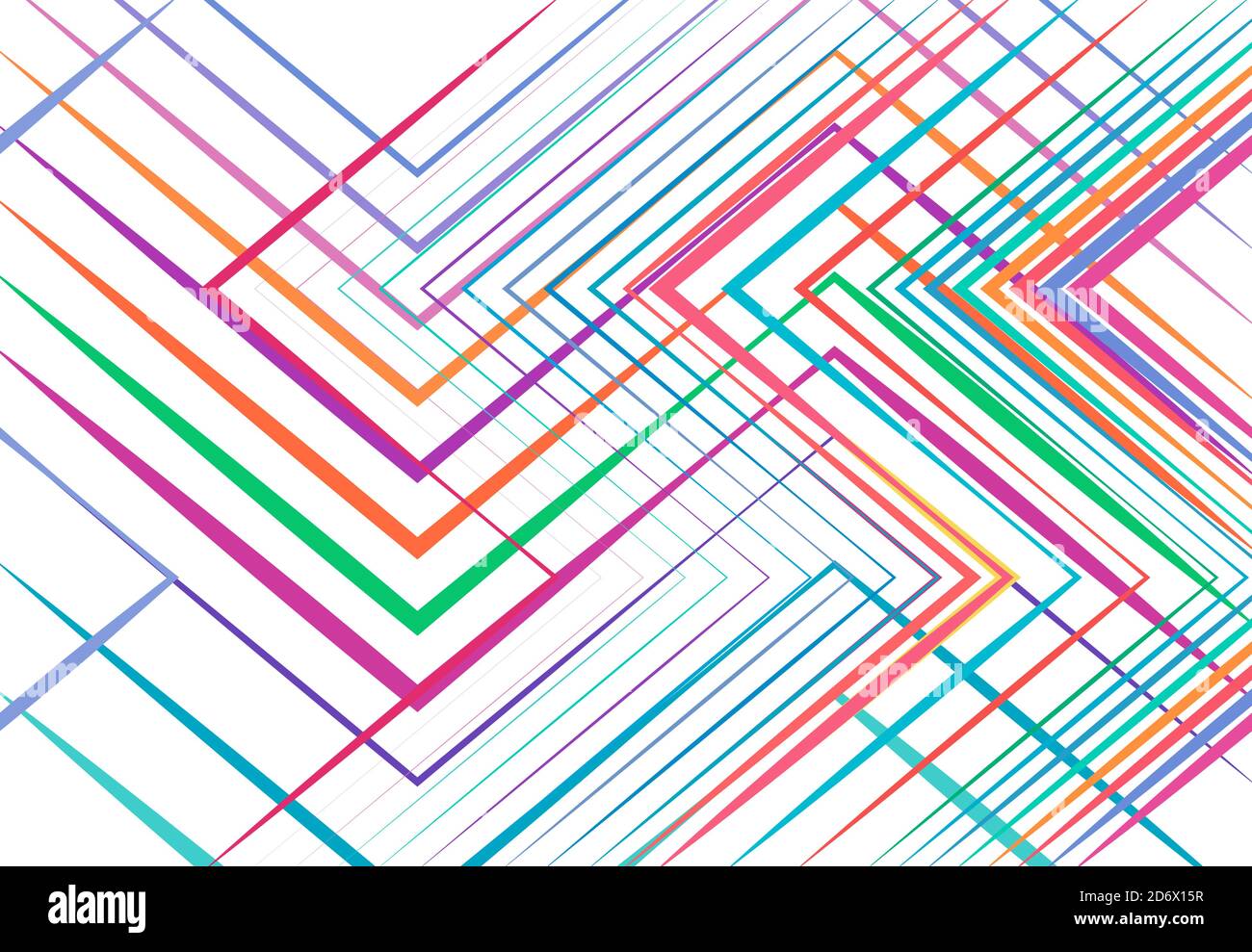 Modern vivid, vibrant geometric structure, network, chaotic jumble of straight, angular ...