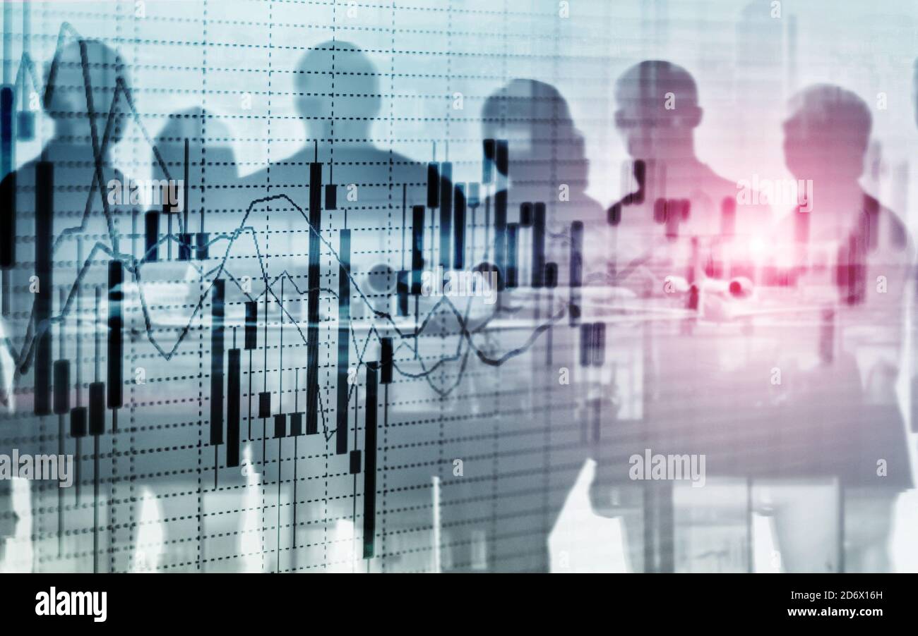 Black and white charts stock market candles. Financial and economic ...