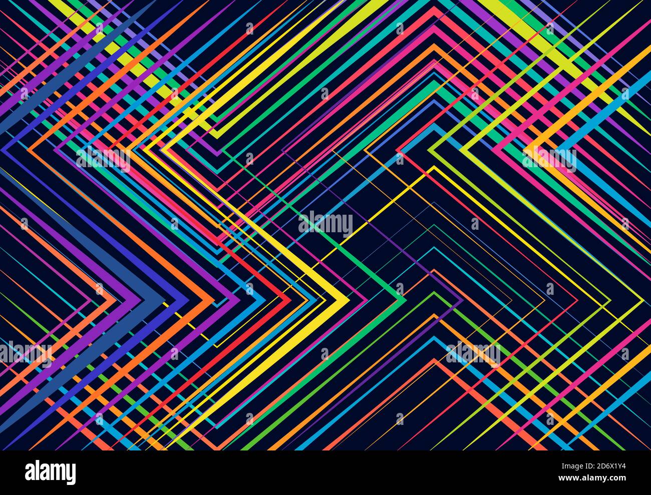 Modern vivid, vibrant geometric structure, network, chaotic jumble of straight, angular ...
