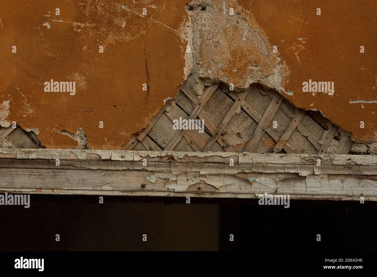 the wall is old collapsing inside the wall Stock Photo - Alamy