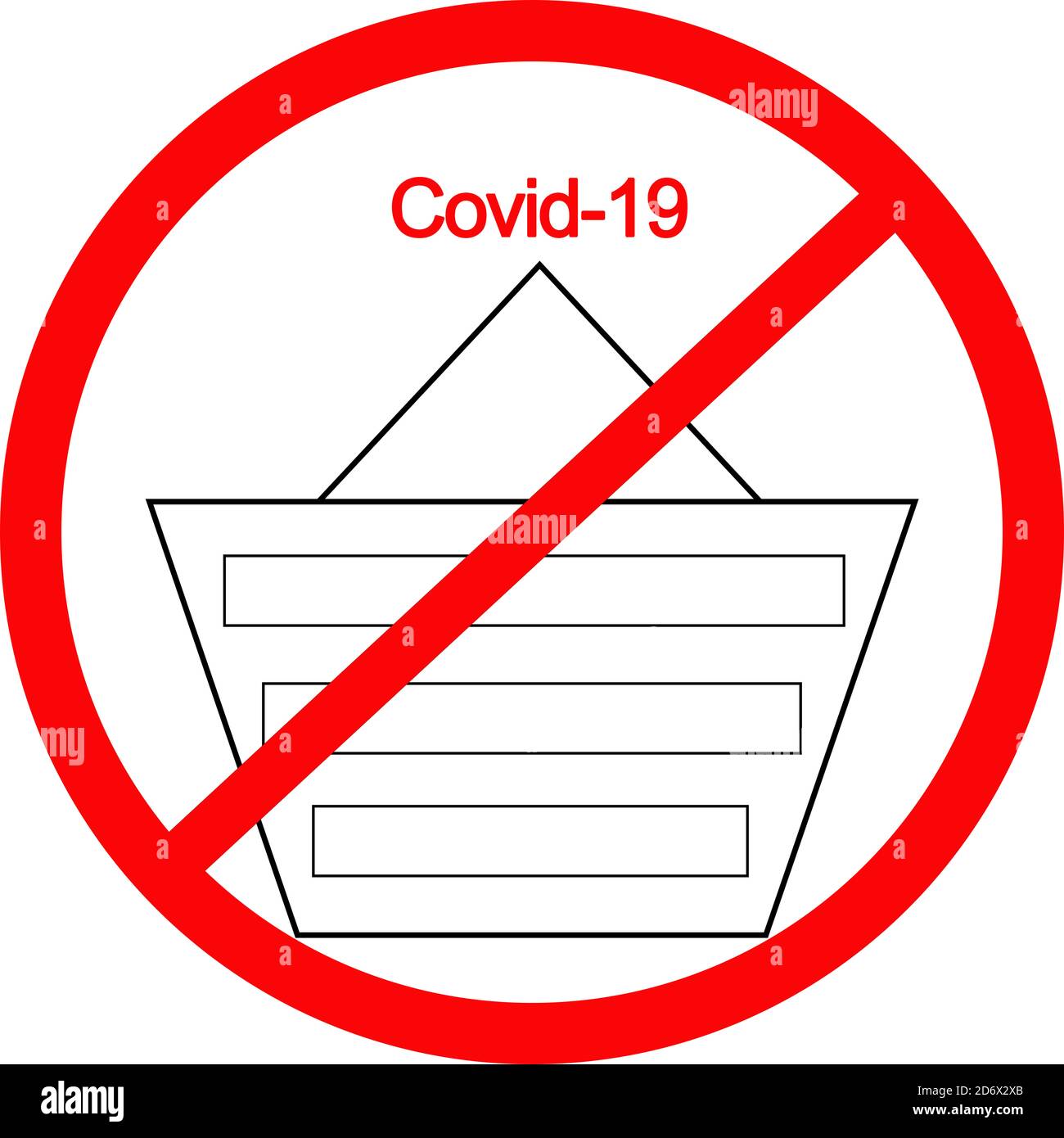 Coronavirus (COVID-19) - crossed out shopping cart - sign for sale ban ...