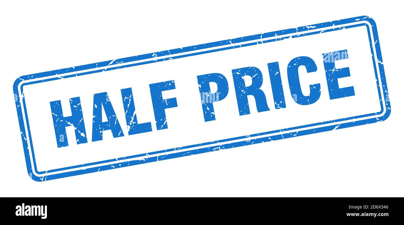 half price stamp. square grunge sign isolated on white background Stock ...