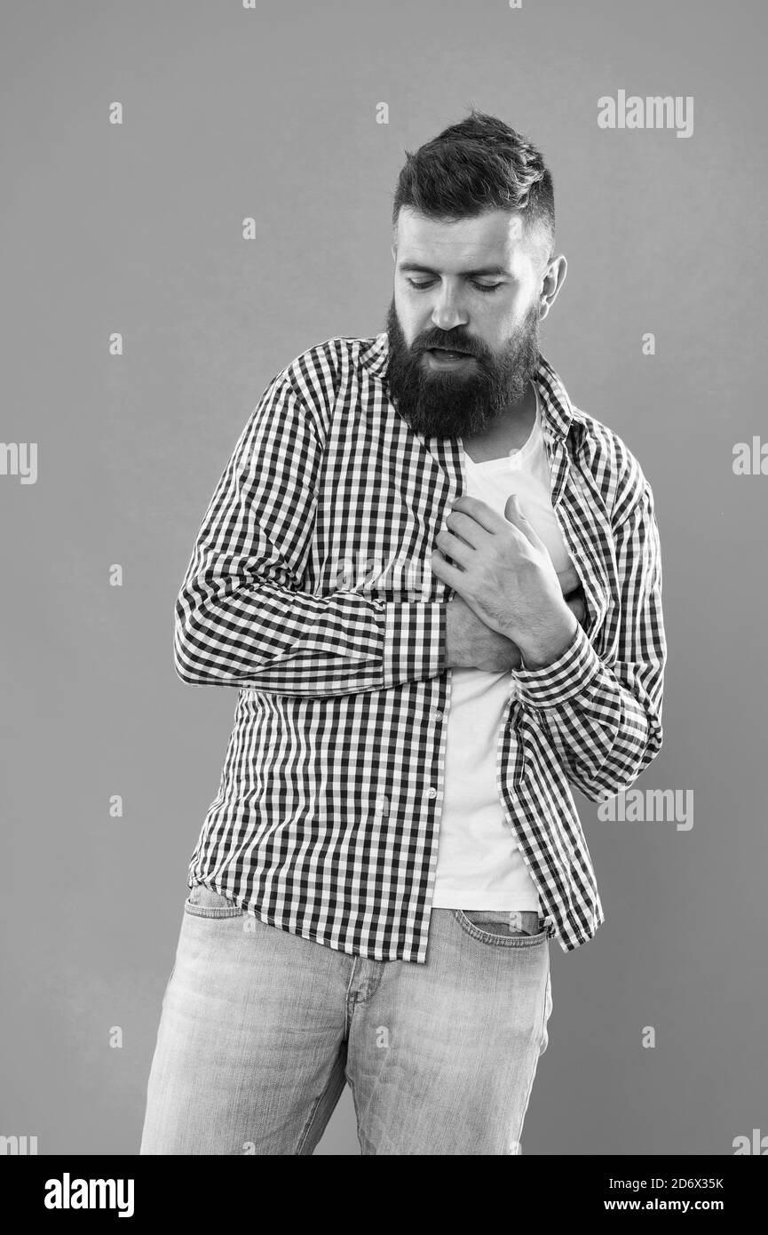 Symptoms of myocardial infarction. Heartache and chest pain. Healthcare ...