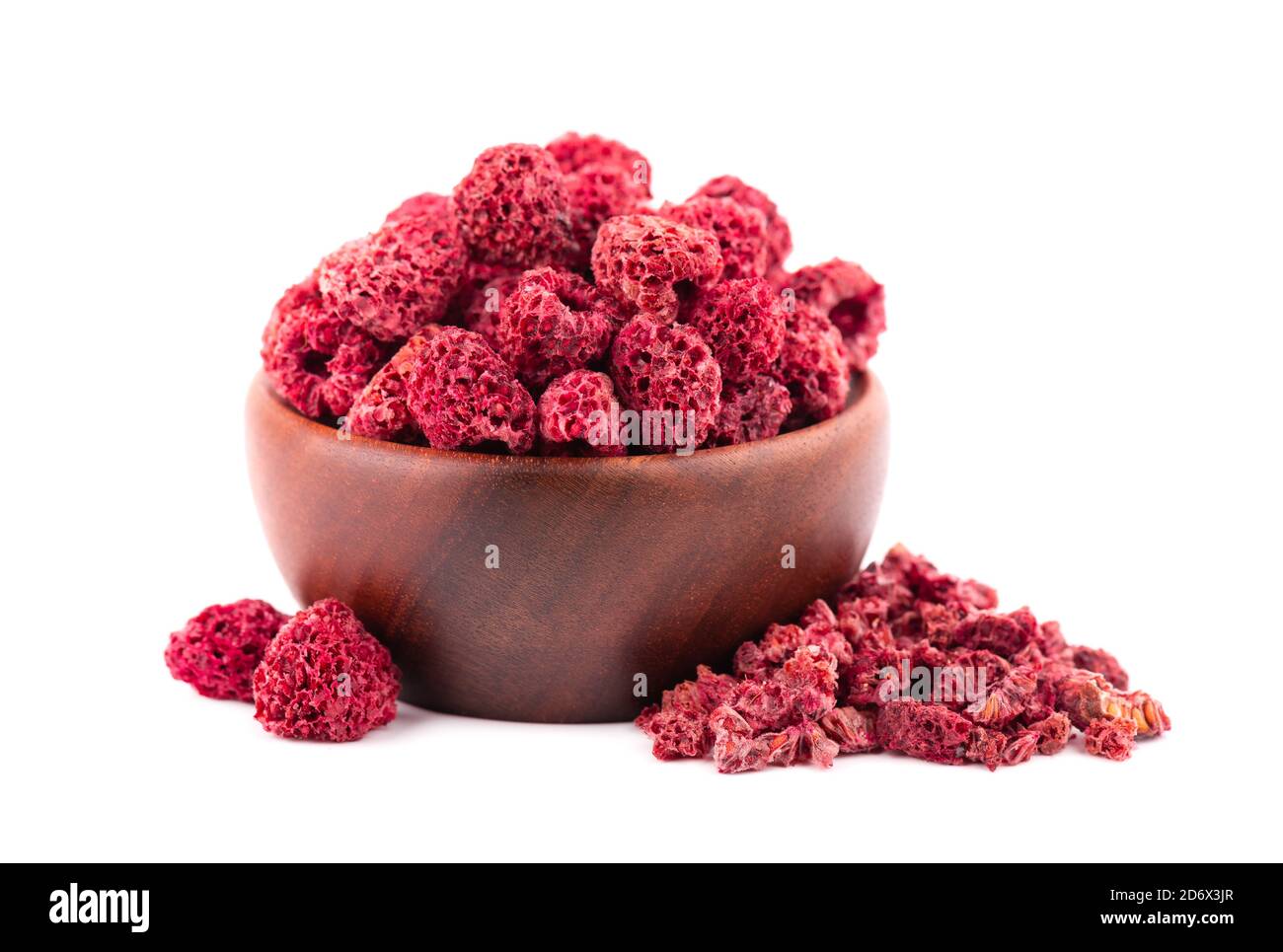 Dried raspberry isolated on white background. Dehydrated raspberry in ...