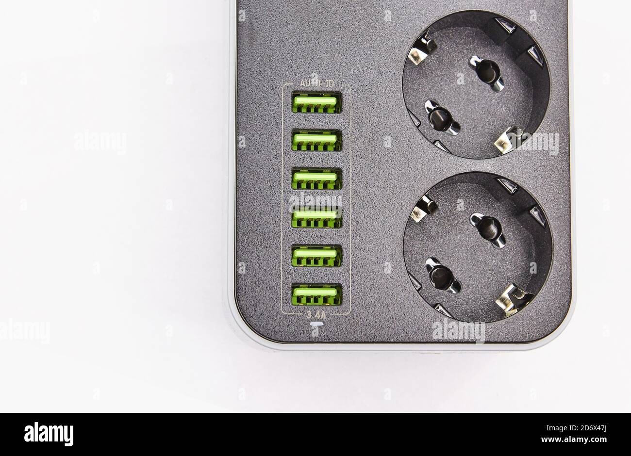 Extension Socket with USB Port on white background for charging phones ...