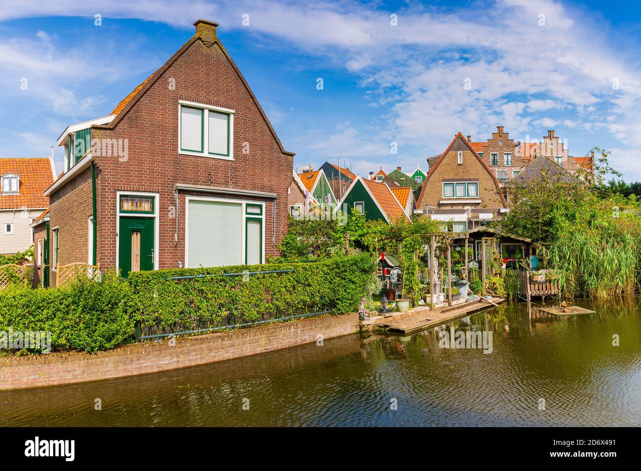Old streets in Volendam. Old traditional fishing village, typical ...