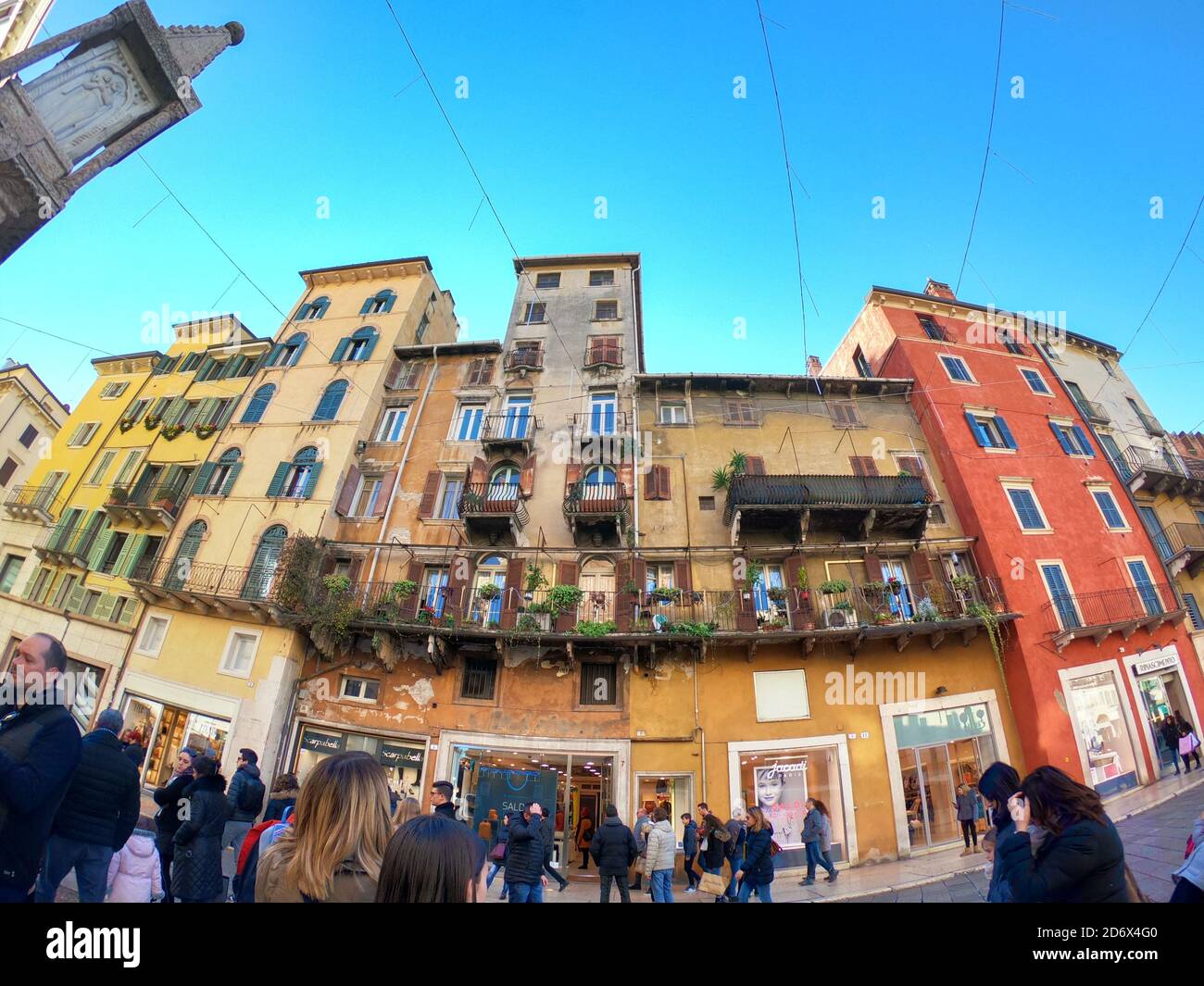 VERONA - ITALY January 5, 2020: The fascinating historic buildings of ...