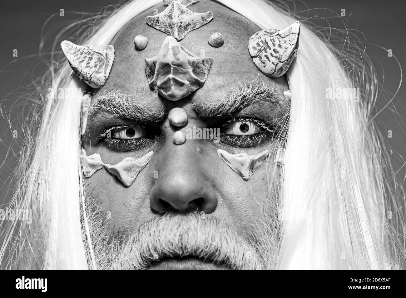 Druid on black background. Horned Devil in his home - Ancient style ...