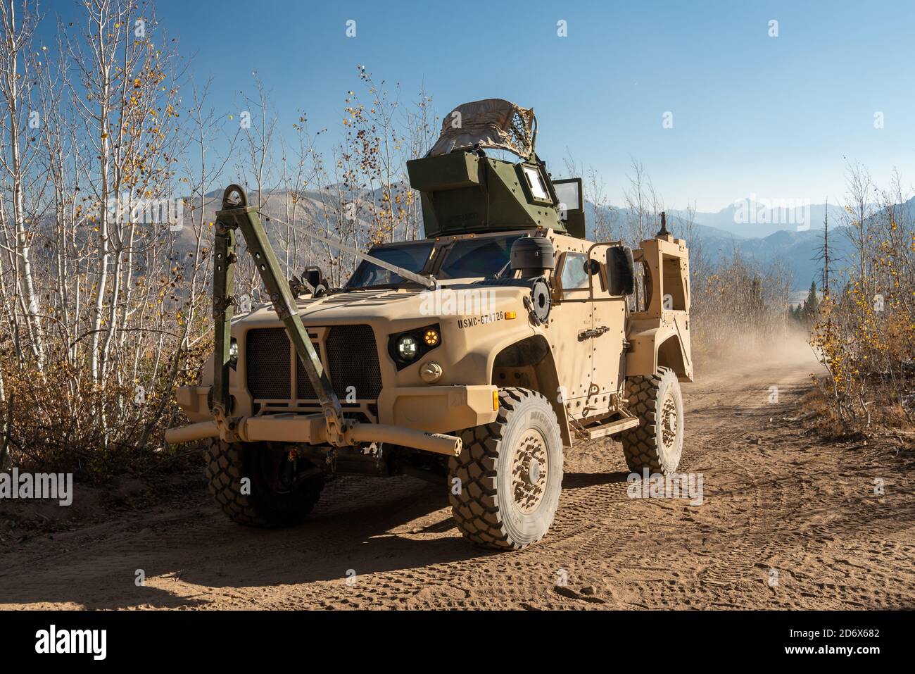 A U.S. Marine Corps Joint Tactical Light Vehicle with Combat Logistics ...