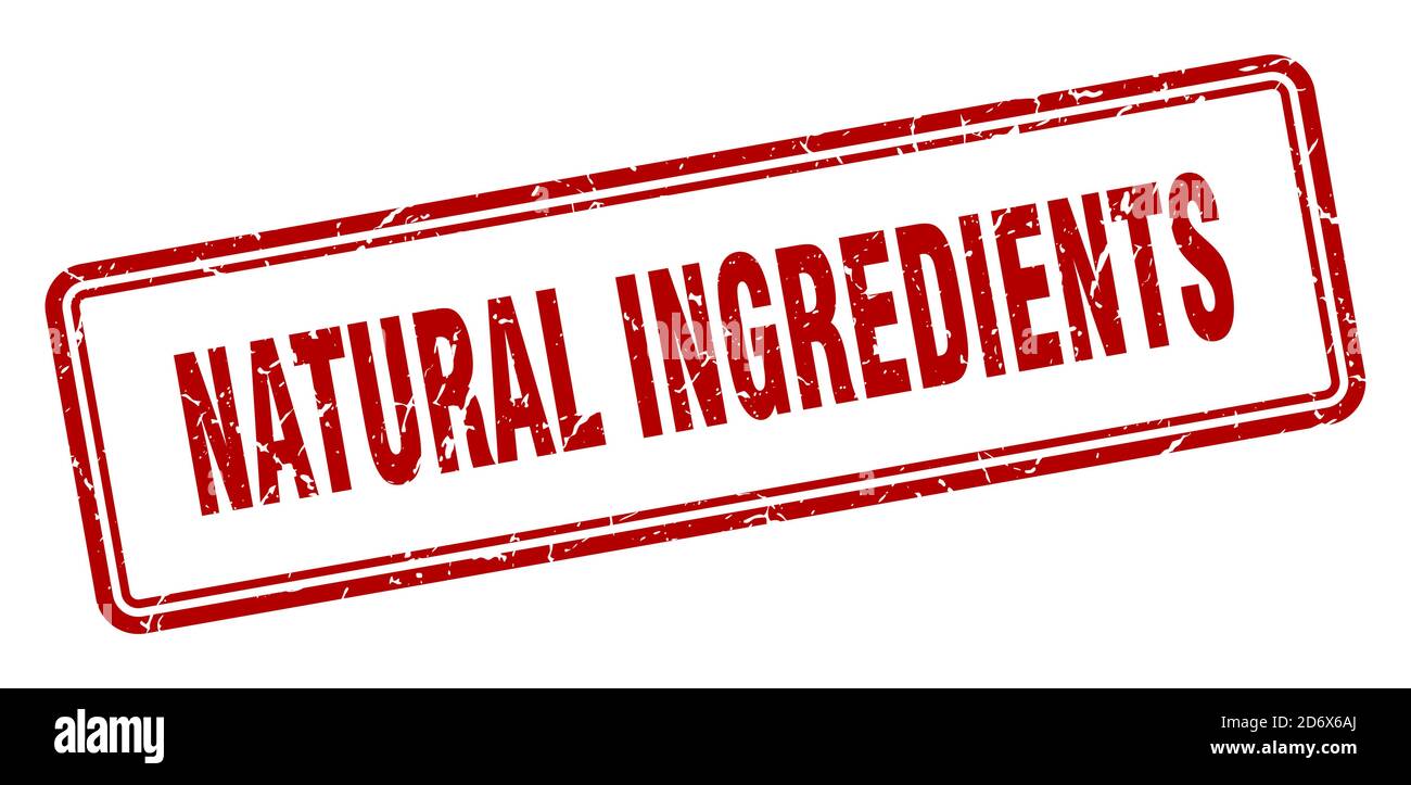 natural ingredients stamp. square grunge sign isolated on white ...
