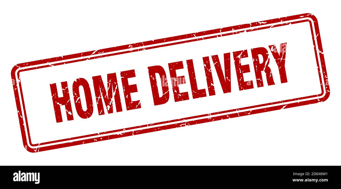 home delivery stamp. square grunge sign isolated on white background ...