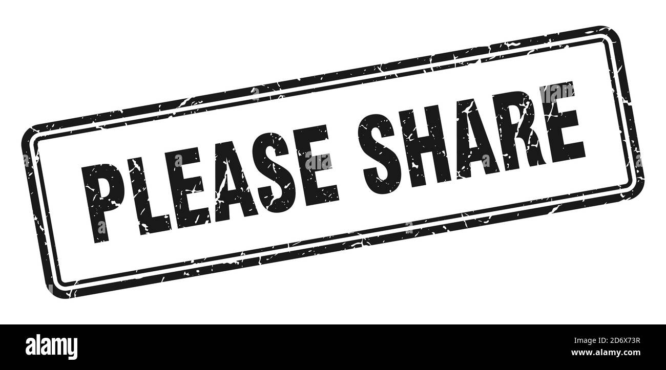 please share stamp. square grunge sign isolated on white background ...