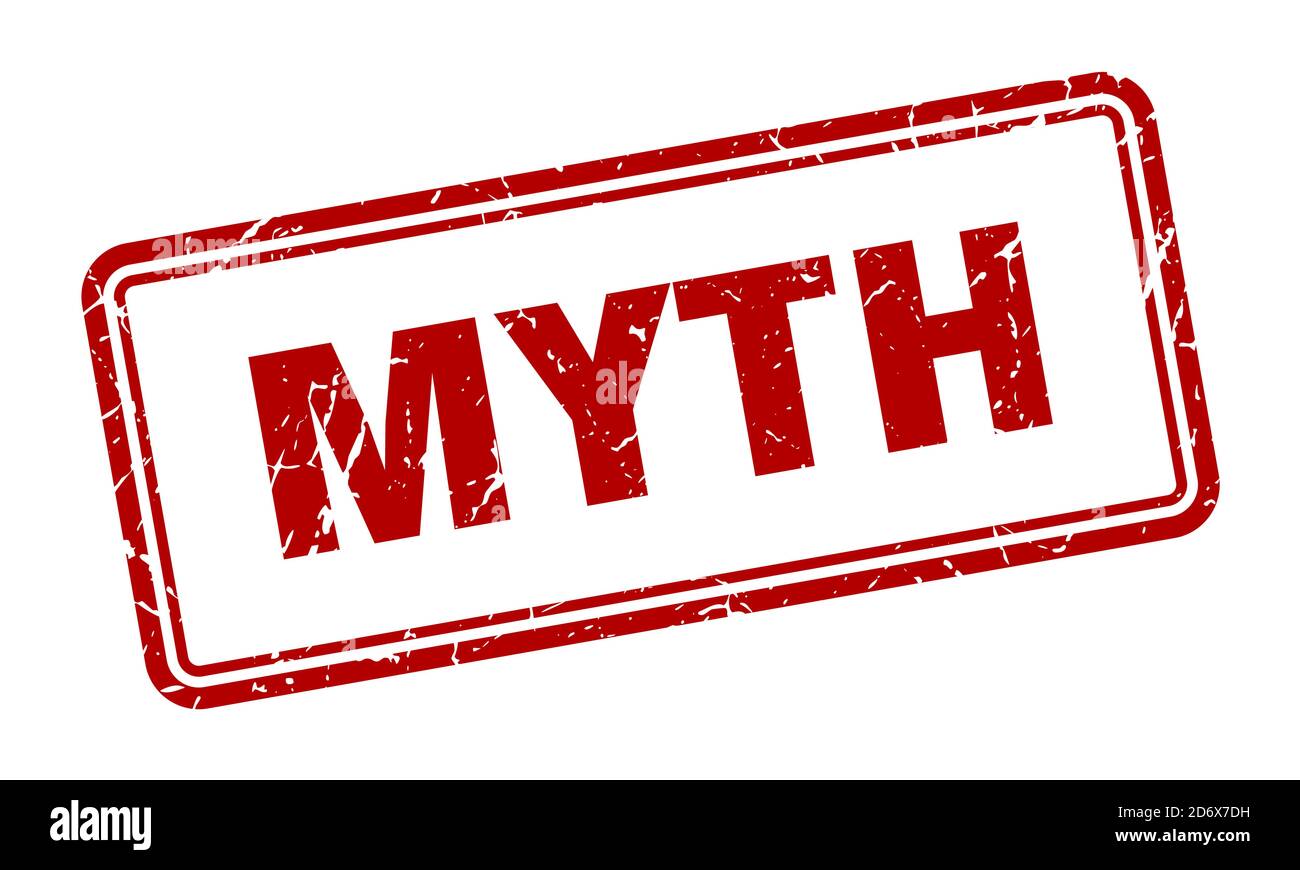 myth stamp. square grunge sign isolated on white background Stock ...